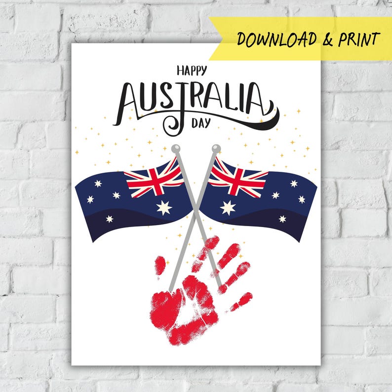 Happy Australia Day Handprint Art, Printable Aussie Day Celebration ...