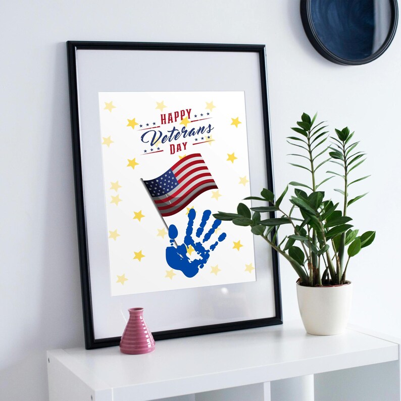 Veterans Day Handprint Craft for Kids, Printable USA Veterans Day Card ...