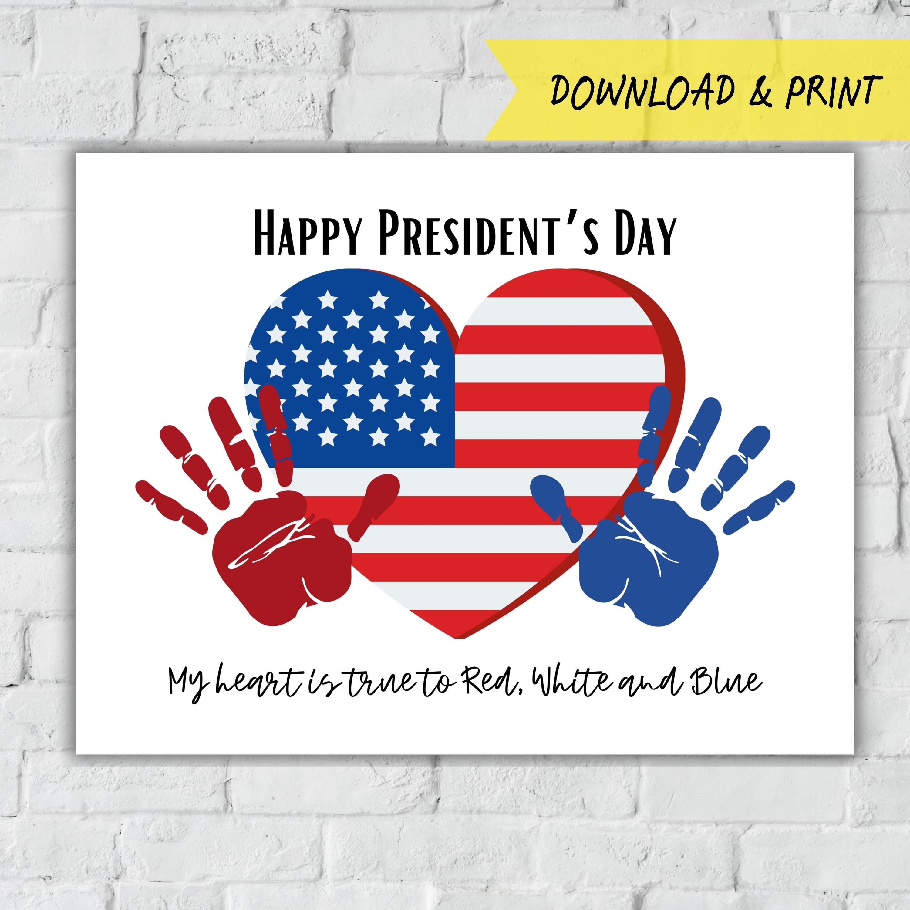 President's Day Handprint Art, Red White and Blue, USA Presidents Day ...