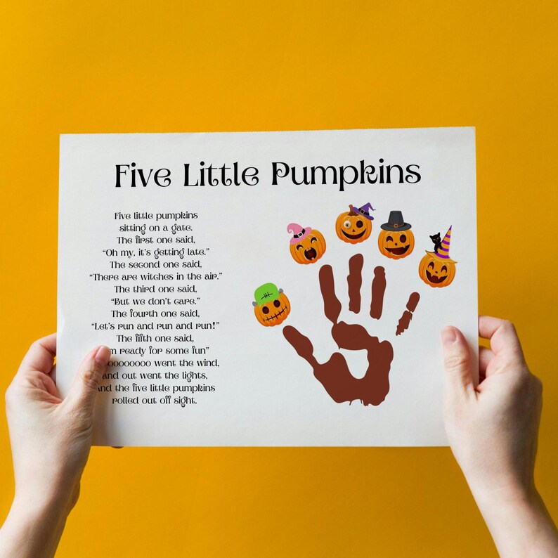 Five Little Pumpkins, Halloween Handprint Art, Printable Halloween ...