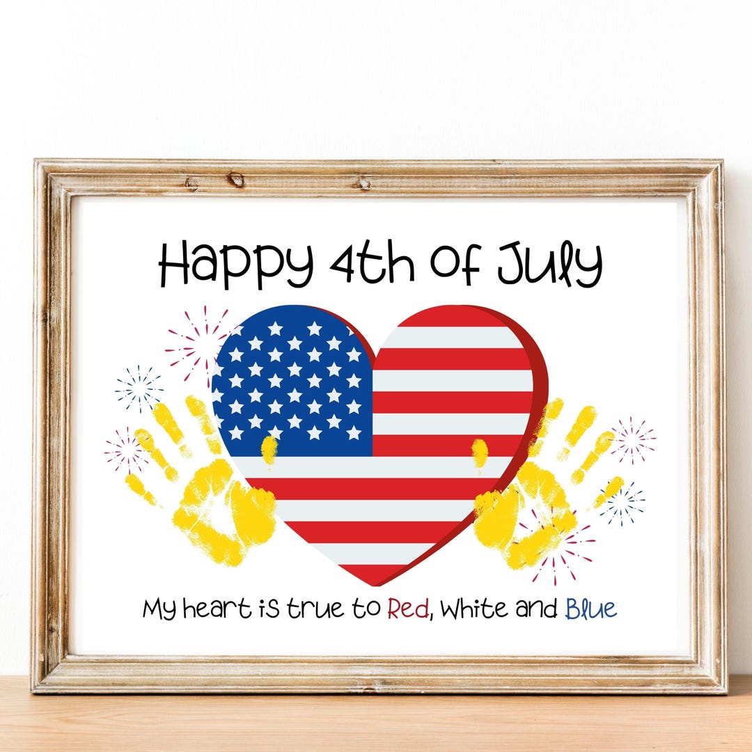 4th of July Handprint Art, Red White and Blue Craft, Patriotic Firework ...