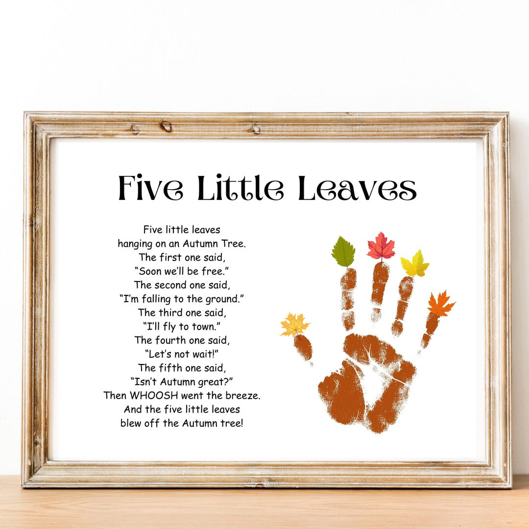 Five Little Leaves Handprint Art, Autumn Tree Poem Activity, Printable ...