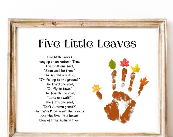 Five Little Leaves Handprint Art, Autumn Tree Poem Activity, Printable ...