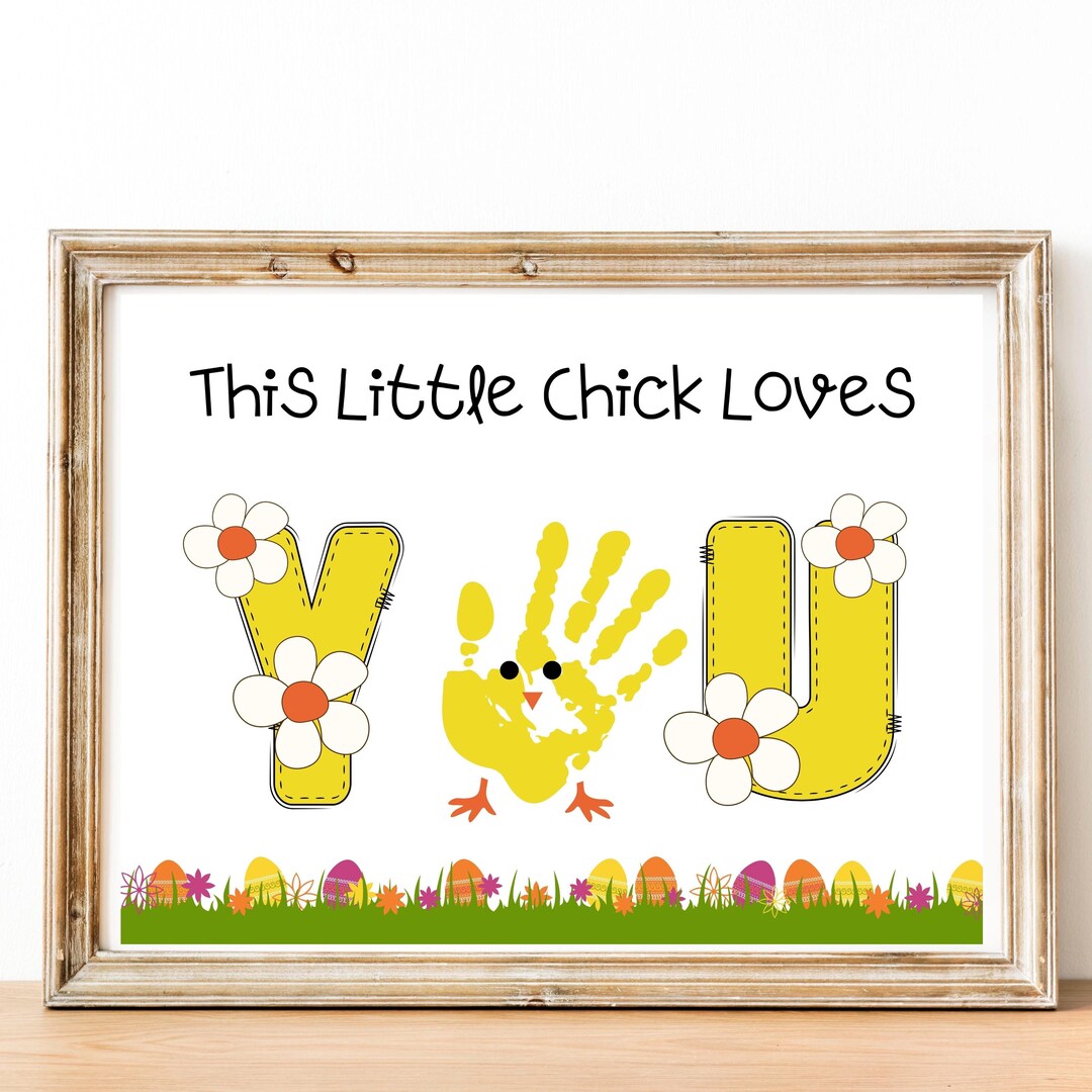 Easter Chick Handprint Art, Printable Easter Craft, Spring Handprint ...
