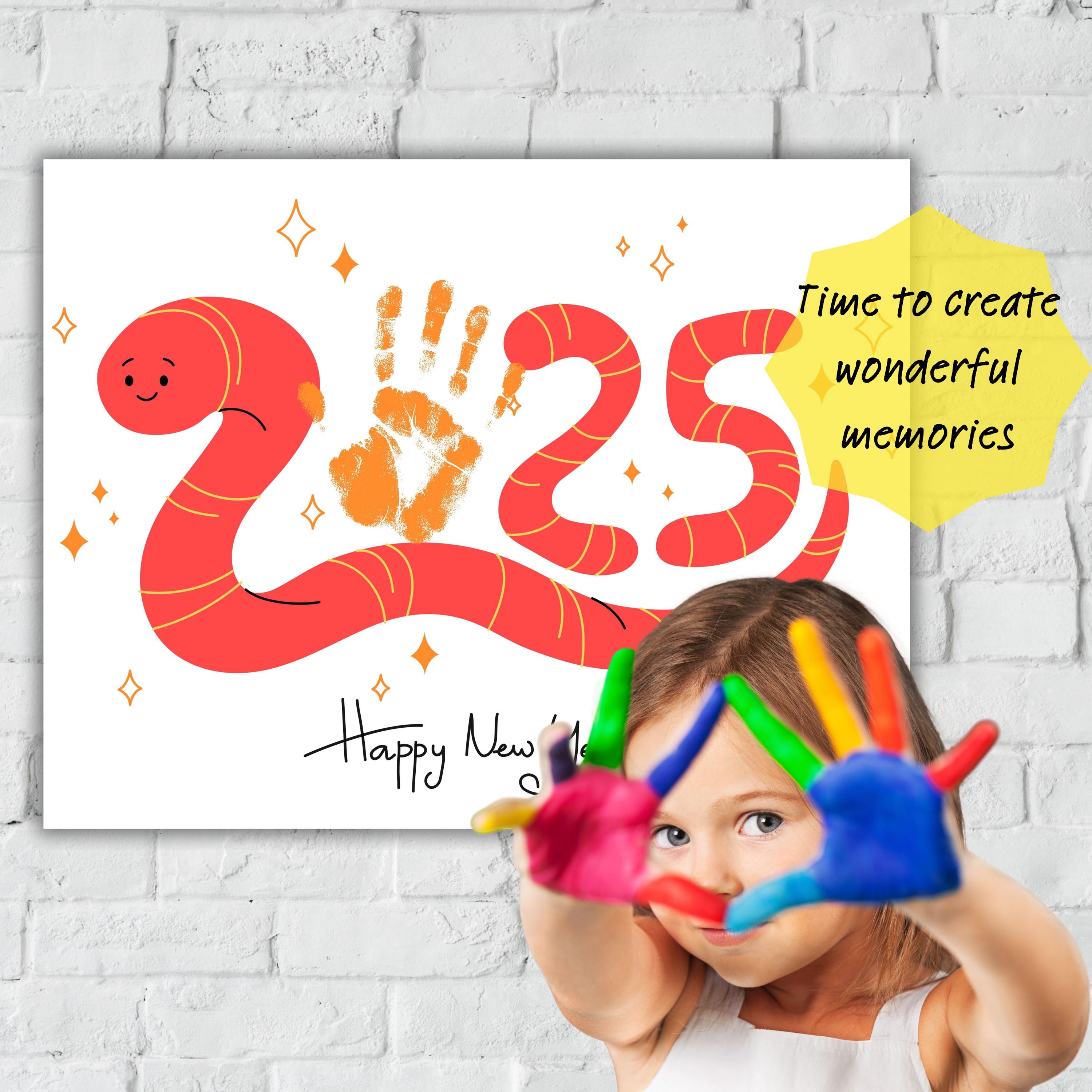 Chinese New Year Handprint Craft, Year of the Snake Art for Kids, Happy ...