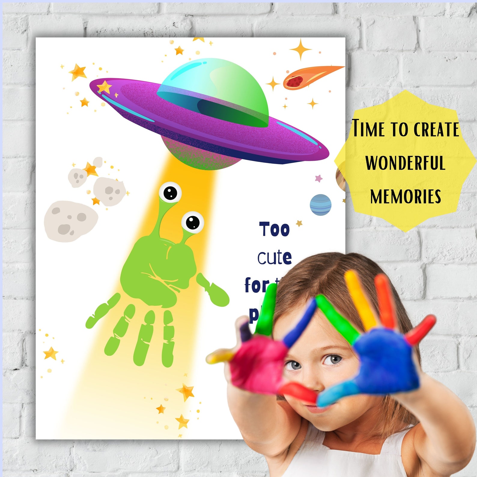 Alien Handprint Art Craft, Out of This World, Outer Space Kids Activity ...