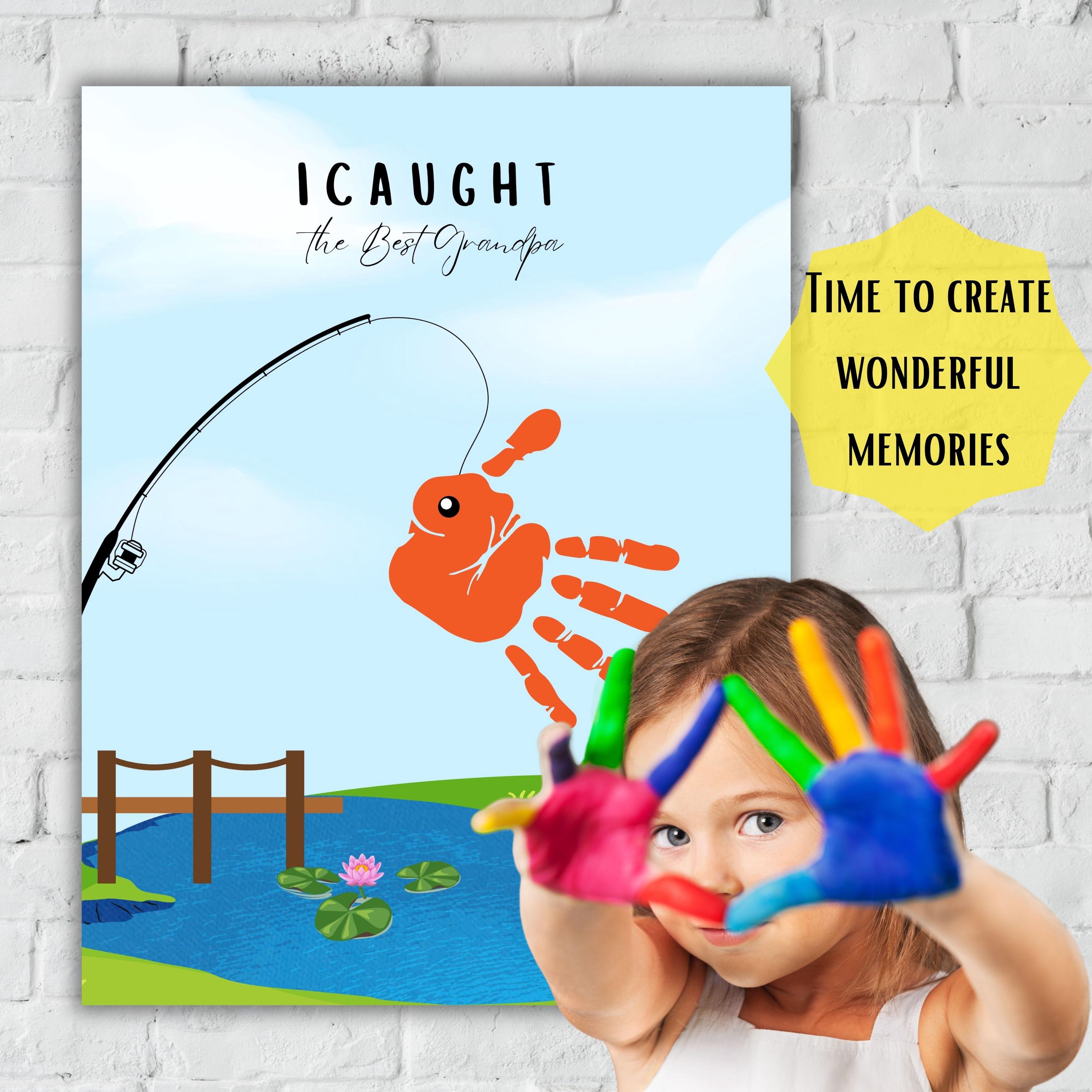 I Caught the Best Grandpa Handprint Art, Gift for Grandpa From ...