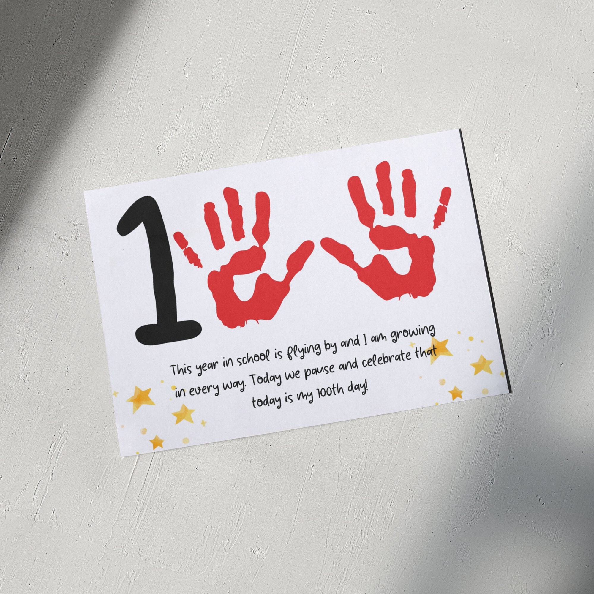 100th Days of School Handprint Craft, 100th Day Handprint Keepsake ...