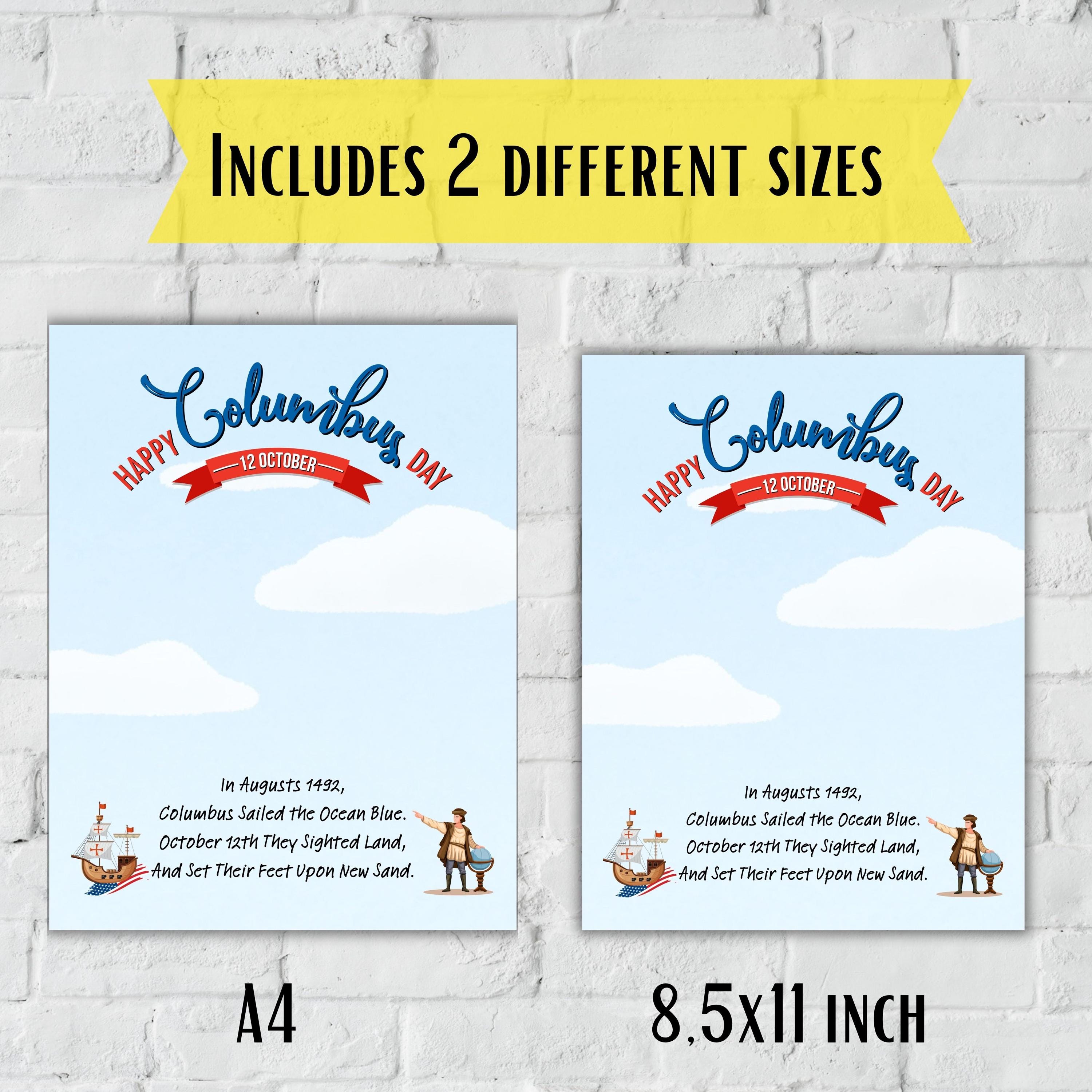 Columbus Day Handprint Set, Printable Christopher Columbus Craft, USA ...