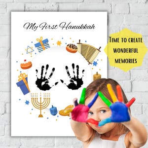 Baby's First Hanukkah Footprint Art, Printable 1st Hanukkah Activity ...