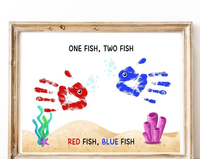 Dr Seuss Handprint Art for Kids, One Fish Two Fish Red Fish Blue Fish ...