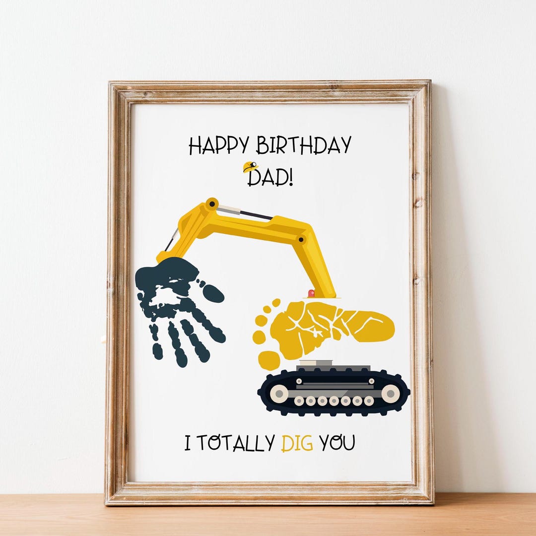 Construction Handprint Art, Birthday Gift for Dad, Printable Card From ...