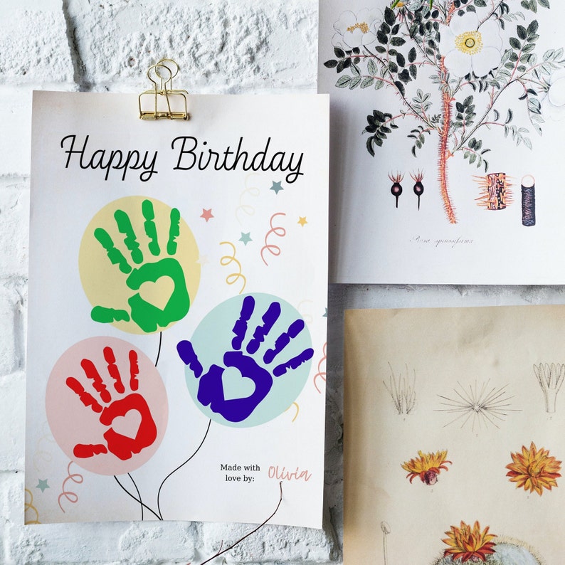 Handprint Balloons Birthday Craft, Printable Happy Birthday Gift From ...