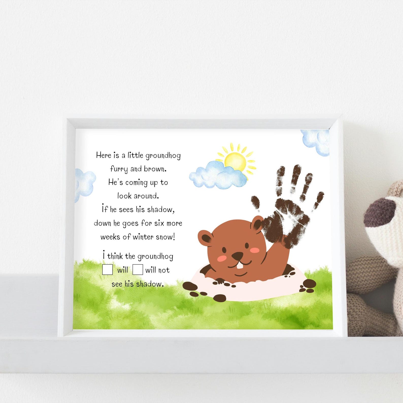 Groundhog Day Handprint Art, Punxsutawney Phil Craft, February 2nd ...