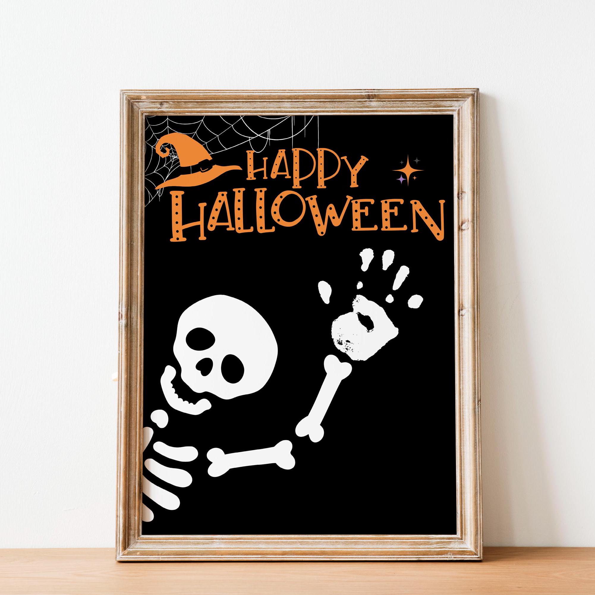 Halloween Skeleton Handprint Art, Printable Halloween Craft, Kids ...