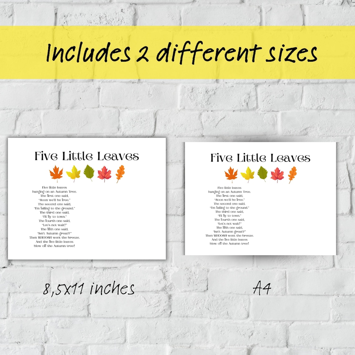 Fall Leaves Handprint Craft, Five Little Leaves Poem, Printable Autumn ...