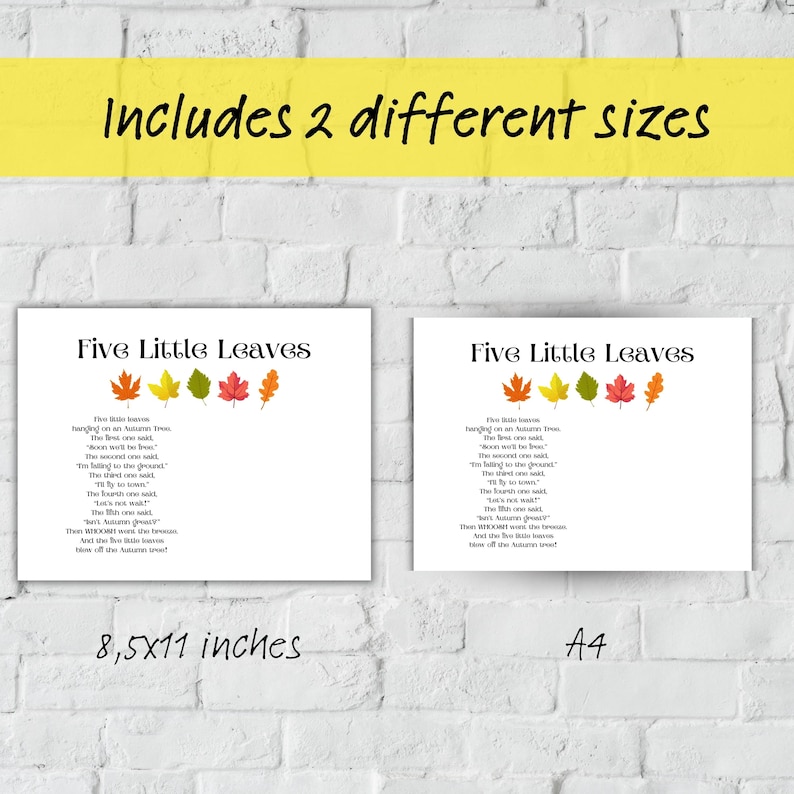Fall Leaves Handprint Craft, Five Little Leaves Poem, Printable Autumn ...