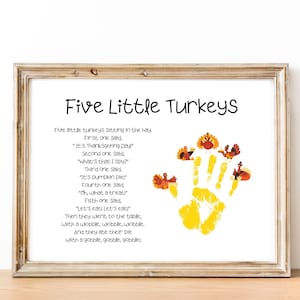 Five Little Turkeys Handprint Art, Preschool Thanksgiving Craft, 5 ...