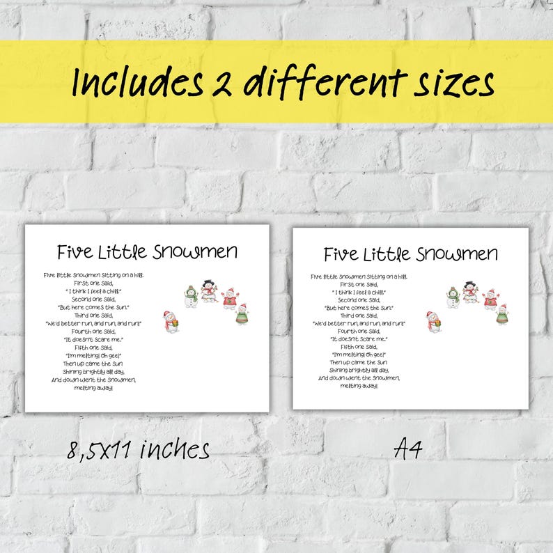 Five Little Snowmen Handprint Poem, Winter Handprint Craft Printable ...