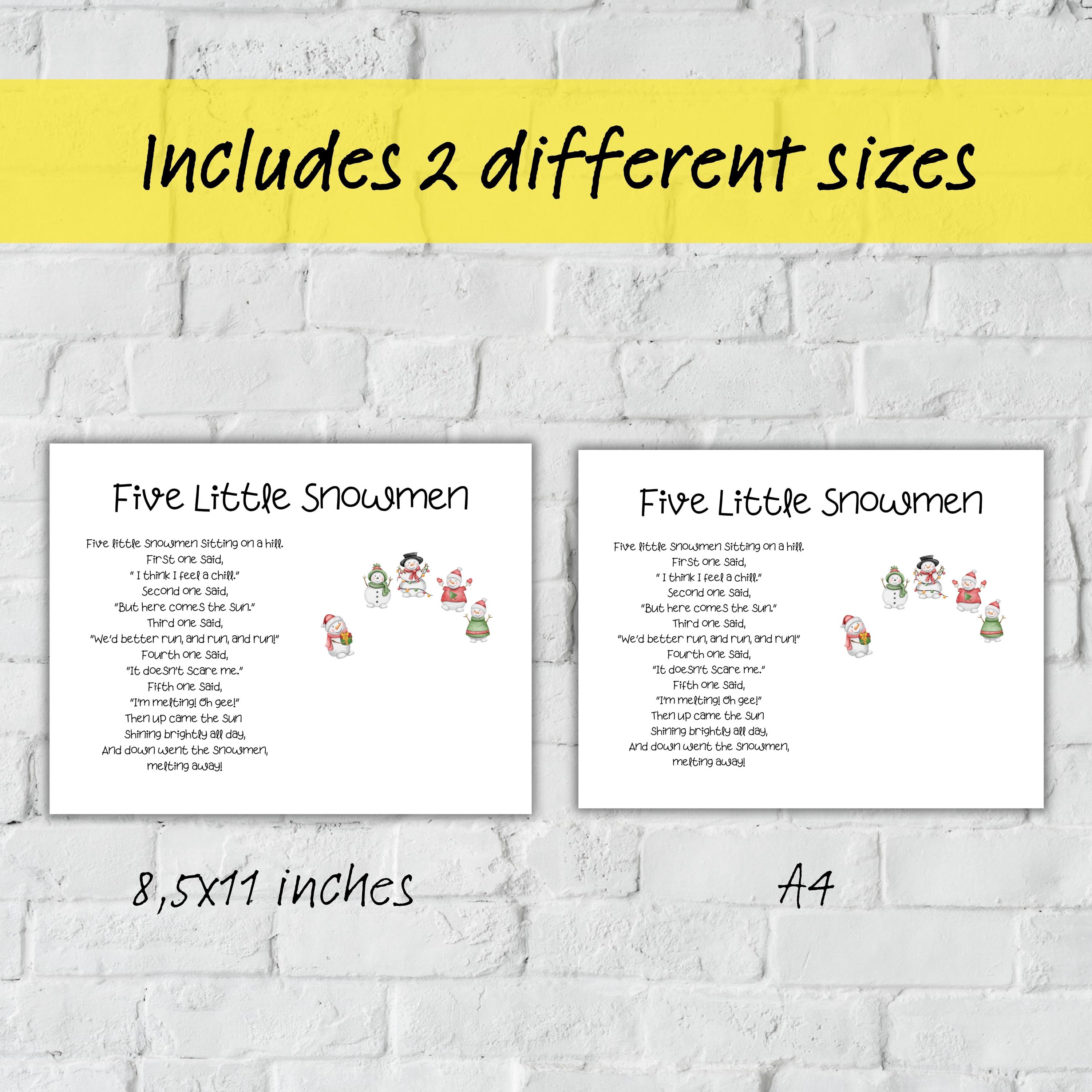 Five Little Snowmen Handprint Poem, Winter Handprint Craft Printable ...