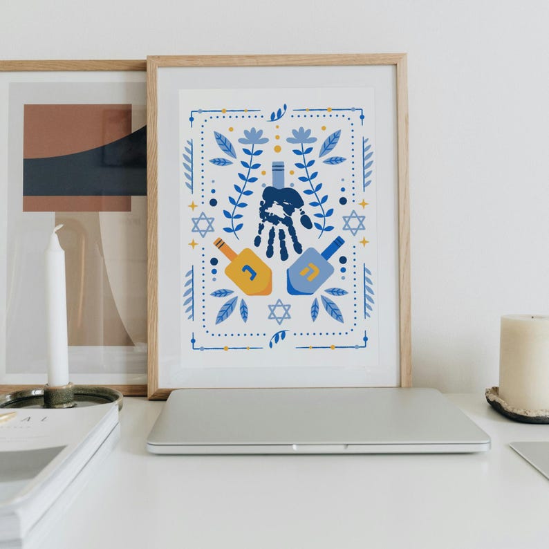 Hanukkah Dreidel Handprint Art, Printable Chanukkah Craft for Kids ...