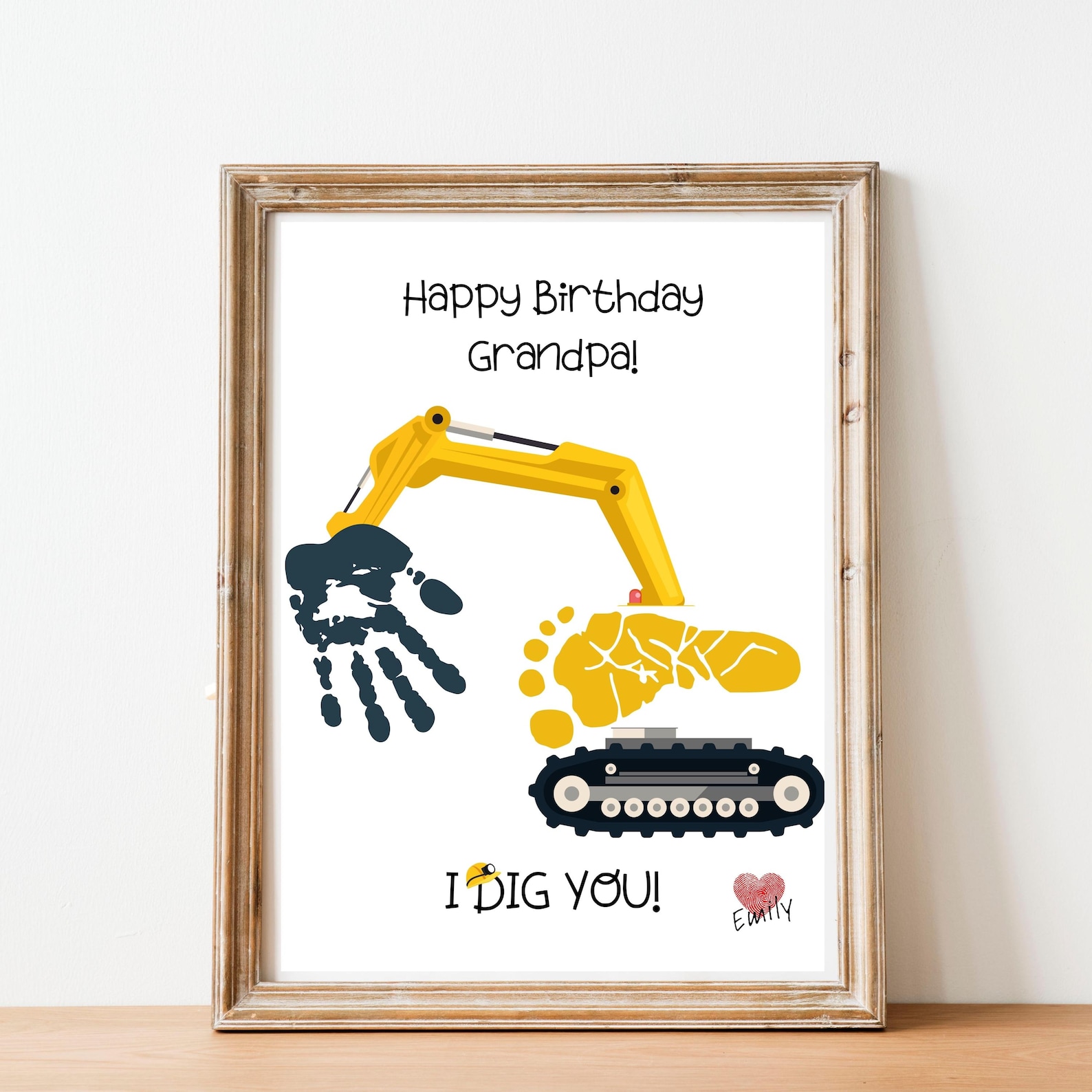 Construction Handprint Art for Grandpa, Happy Birthday Gift From ...