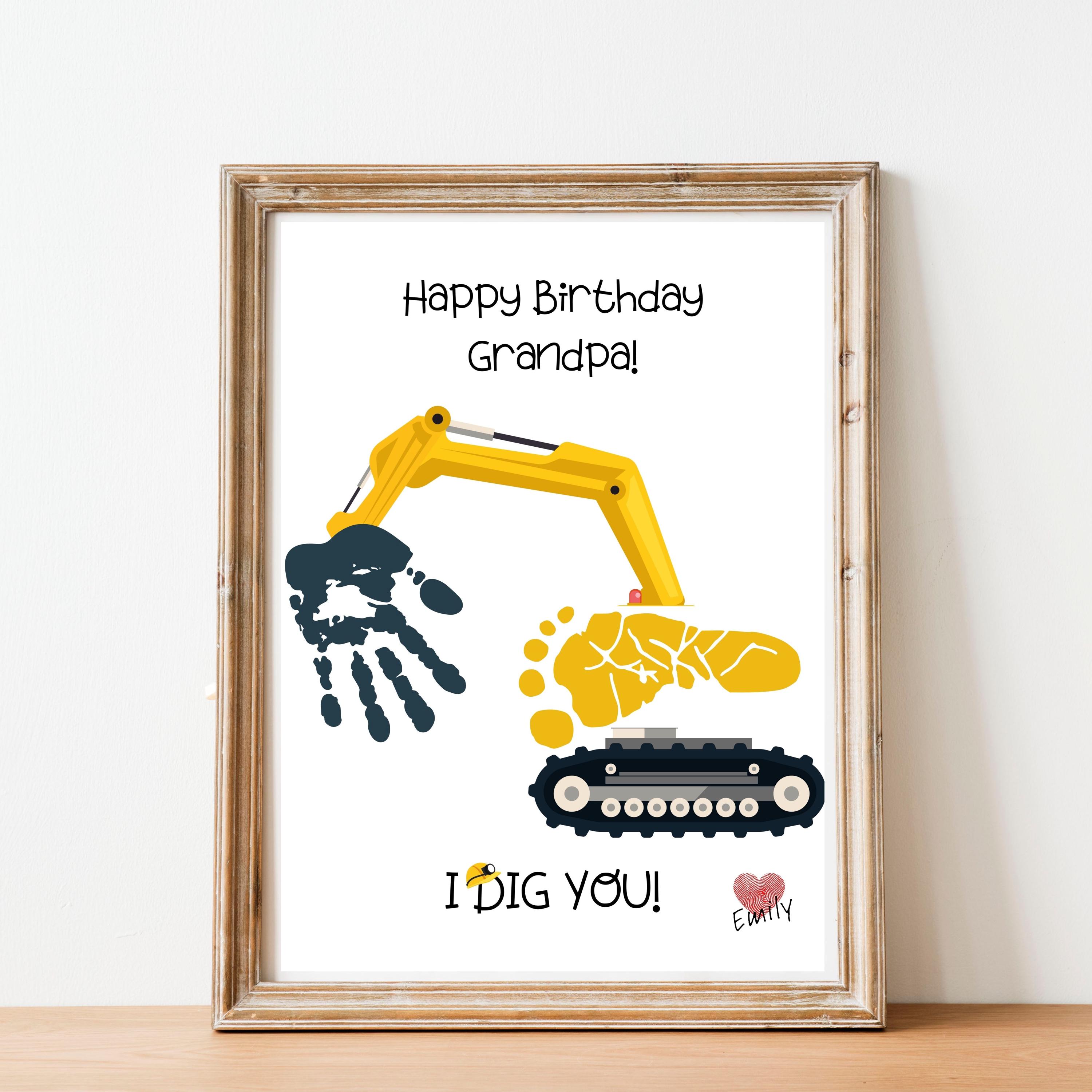 Construction Handprint Art for Grandpa, Happy Birthday Gift From ...