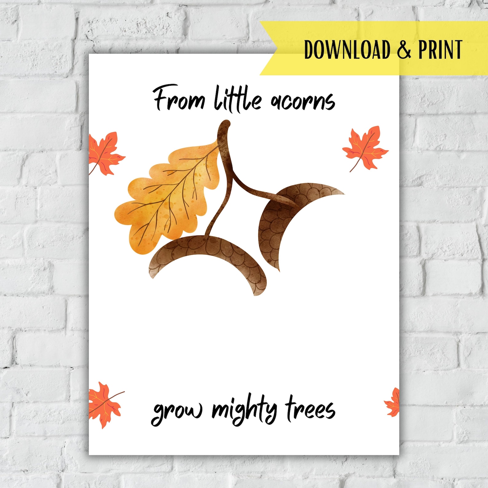 Little Acorns Handprint Craft, Printable Fall Handprint Activity, Kids ...