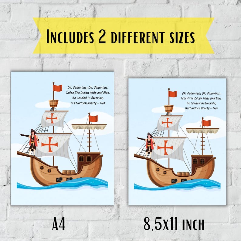 Columbus Day Handprint Set, Printable Christopher Columbus Craft, USA ...