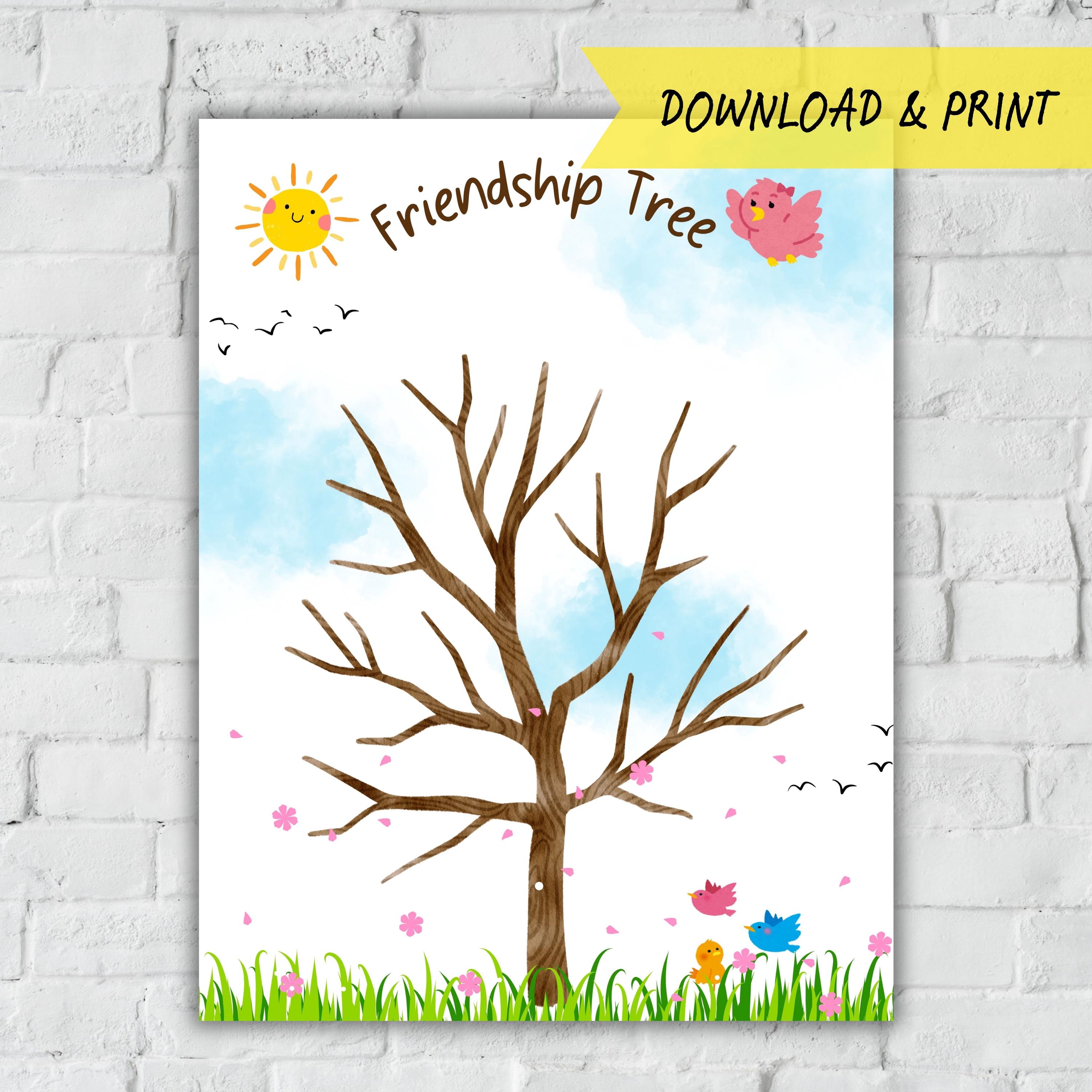 Friendship Day Handprint Craft, Printable Friendship Tree, DIY Kids ...
