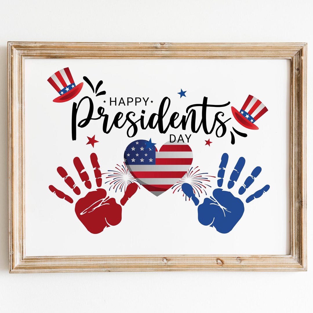 President's Day Handprint Art, USA Presidents Day Craft, Printable ...