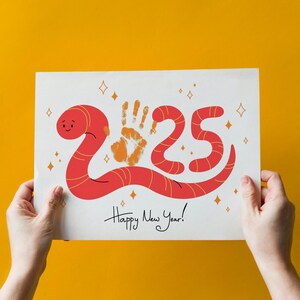 Chinese New Year Handprint Craft, Year of the Snake Art for Kids, Happy ...