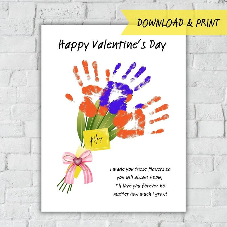 Handprint Flowers for Valentine's Day, Preschool Valentine Crafts ...