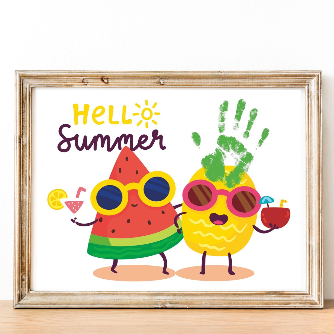 Summer Fruits Handprint Art, Watermelon & Pineapple Craft, Hello Summer ...
