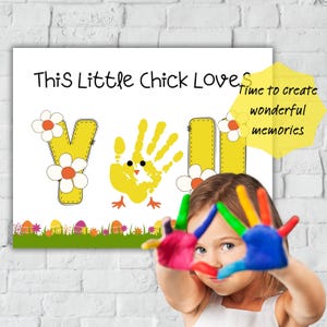 Easter Chick Handprint Art, Printable Easter Craft, Spring Handprint ...