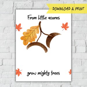 Little Acorns Handprint Craft, Printable Fall Oak Tree Art, Preschool ...