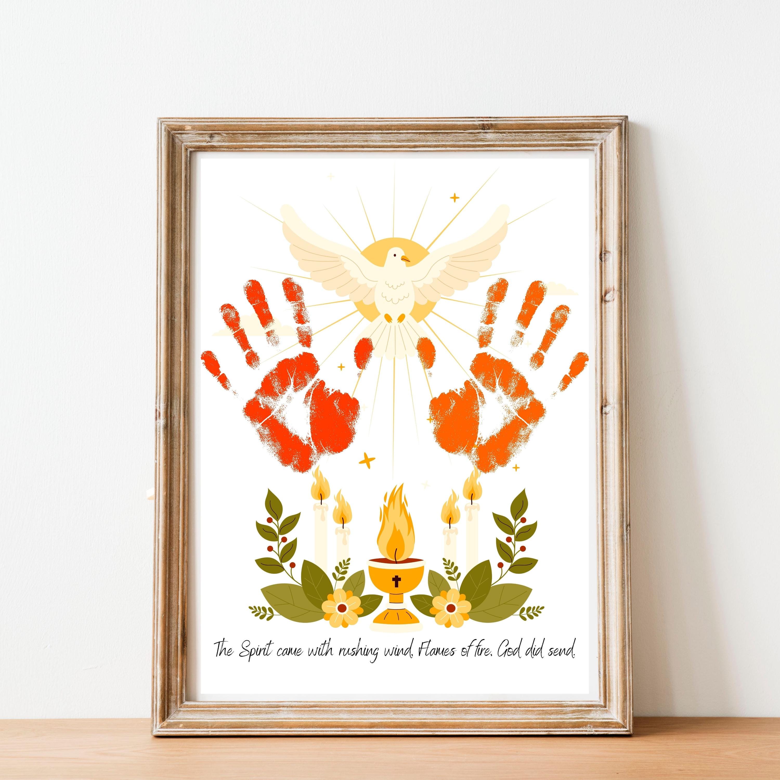 Pentecost Dove Handprint Art Printable - Holy Spirit Sunday School ...