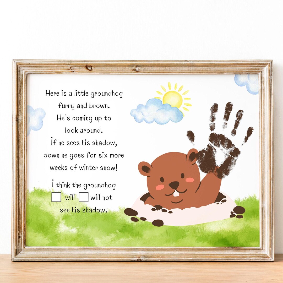Groundhog Day Handprint Art, Punxsutawney Phil Craft, February 2nd ...