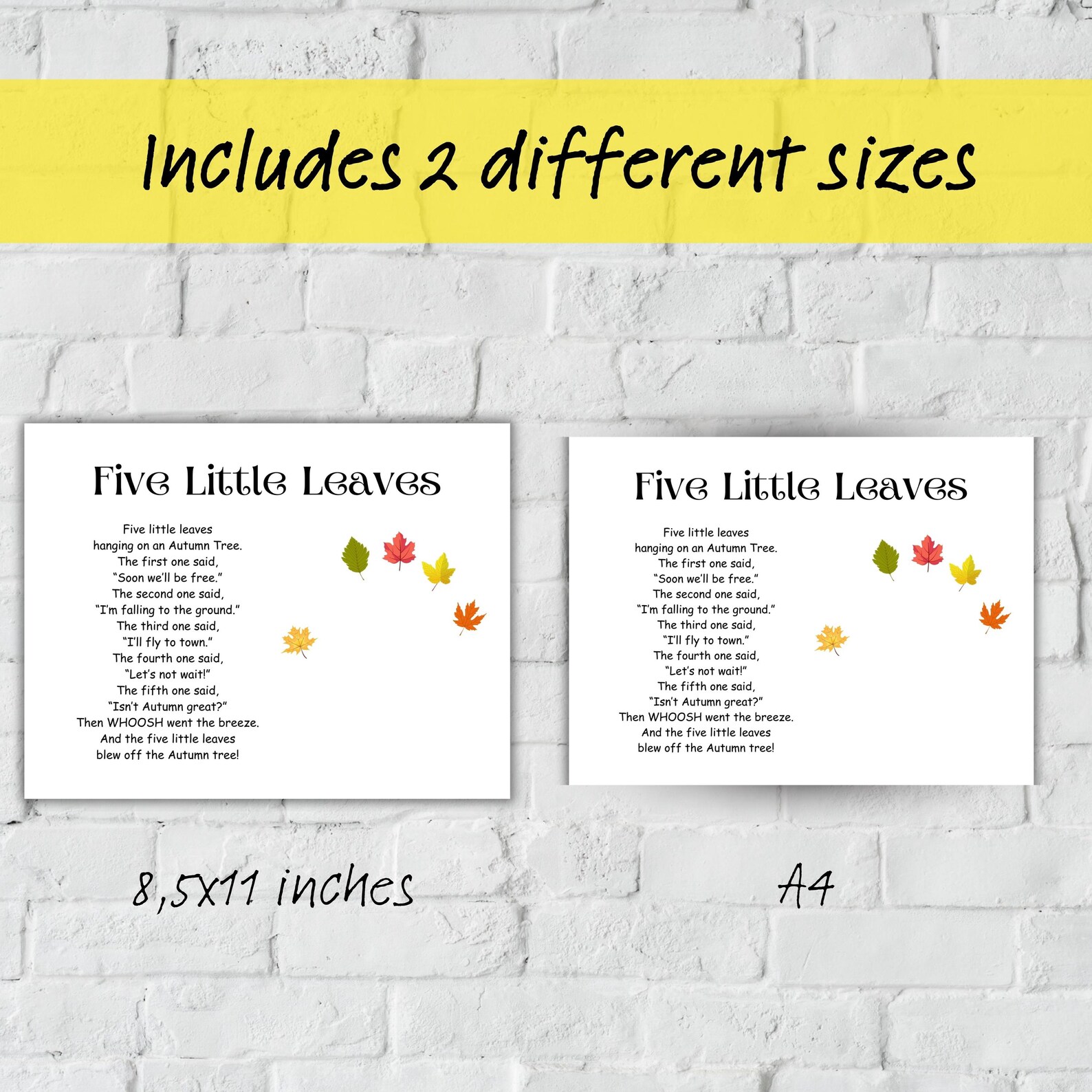 Five Little Leaves Handprint Art, Autumn Tree Poem Activity, Printable ...