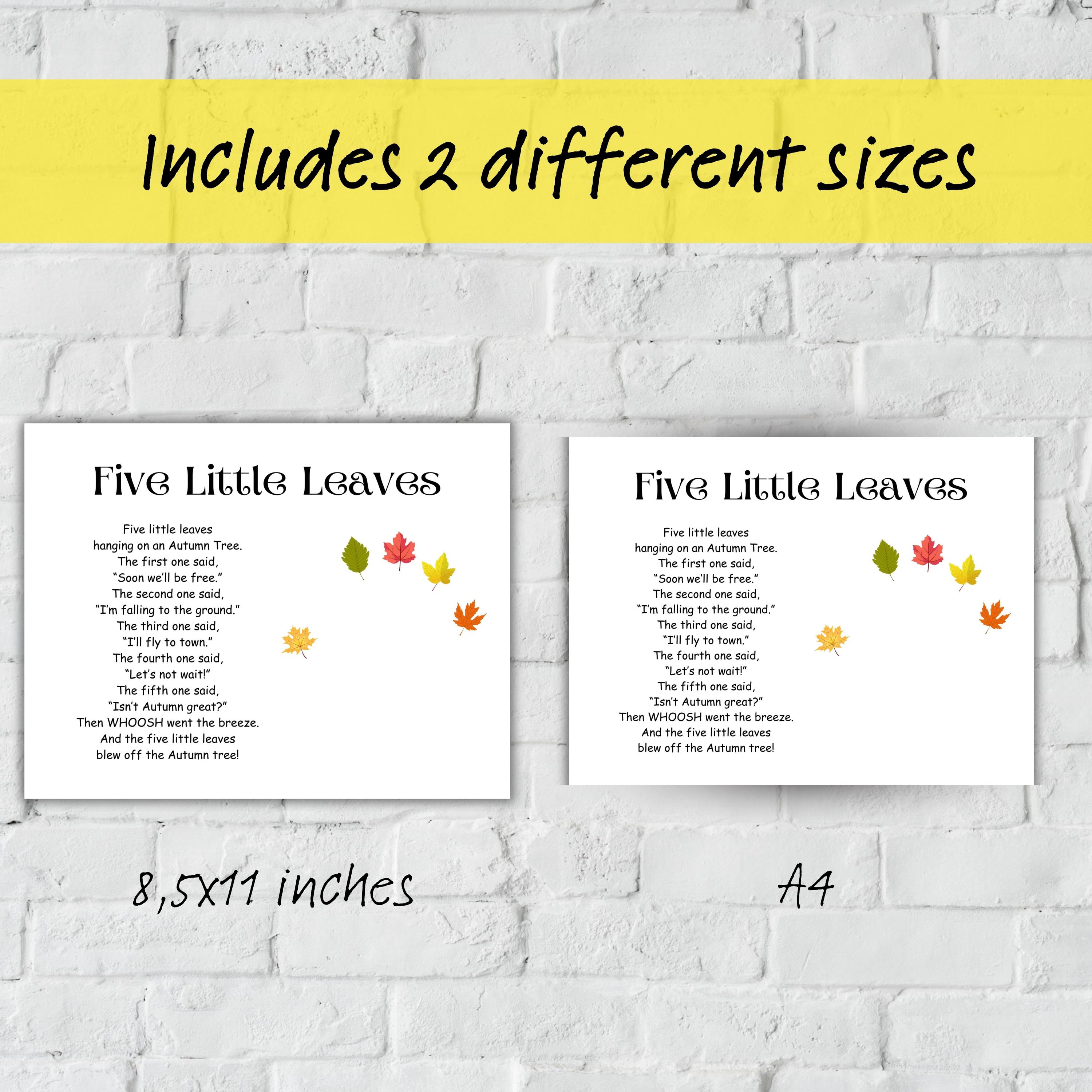 Five Little Leaves Handprint Art, Autumn Tree Poem Activity, Printable ...