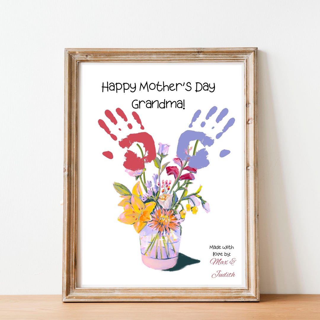 Grandma Gift for Mother's Day, Flower Bouquet Handprint Art, Gift From ...