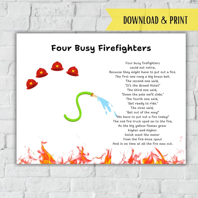 Firefighter Poem Handprint Art, Printable Fire Safety Week Craft for ...