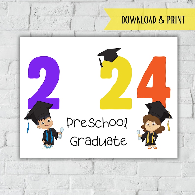 Preschool Graduate Certificate, 2024 Preschool Graduation Sign, Kids ...