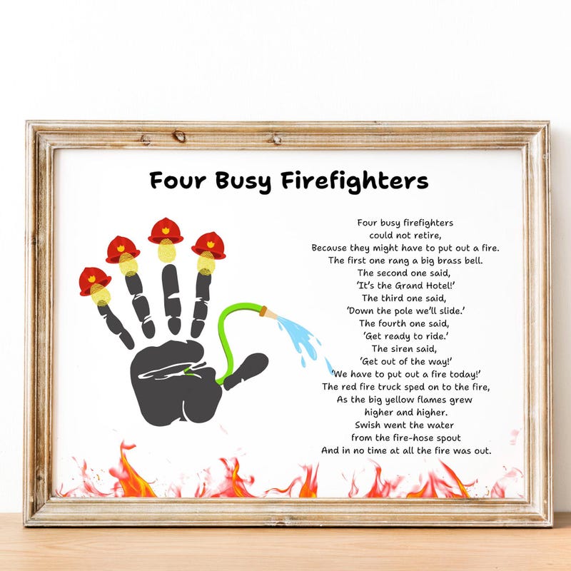 Firefighter Handprint Craft - Etsy