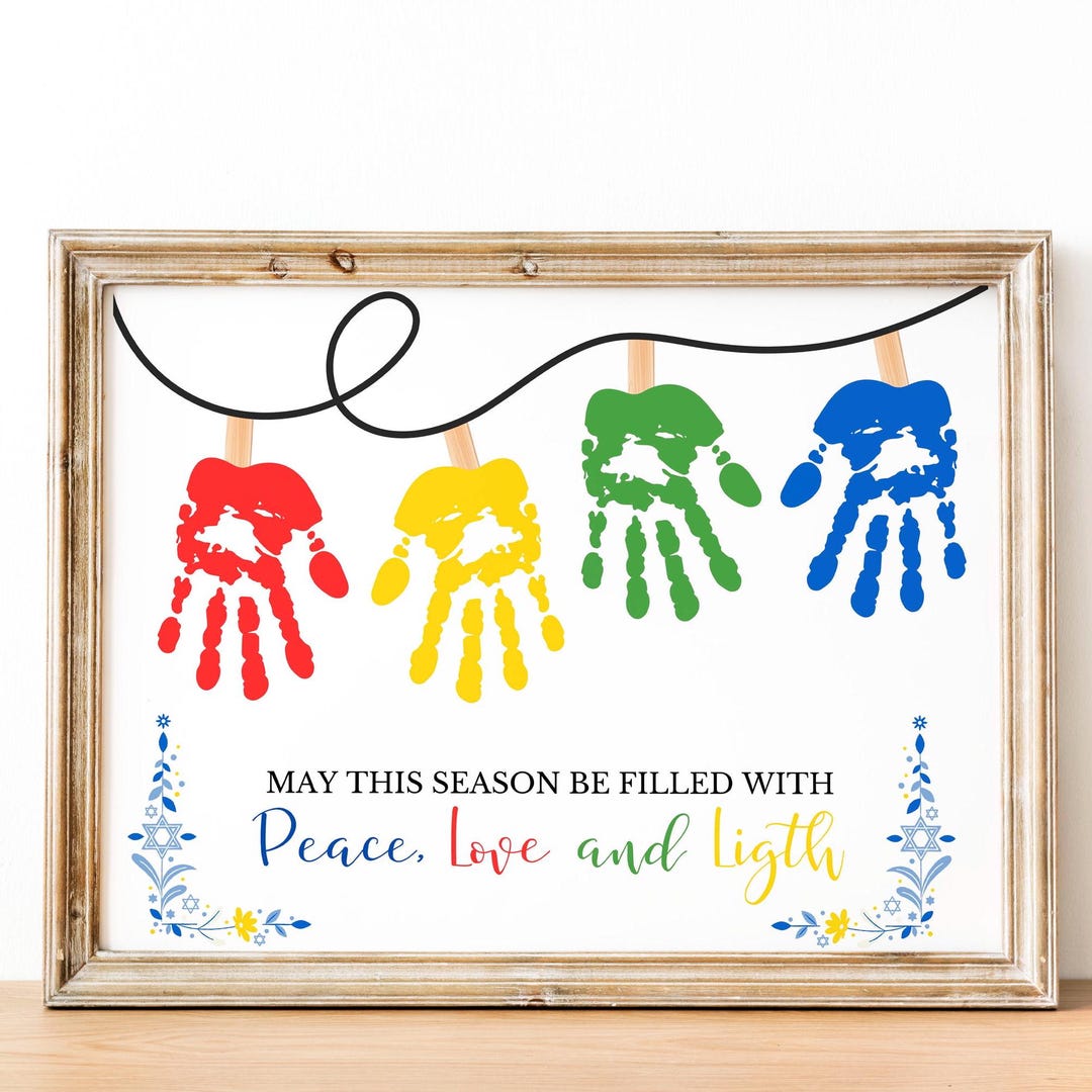 Dreidel Garland Handprint Art, Printable Hanukkah Craft, Jewish Holiday ...