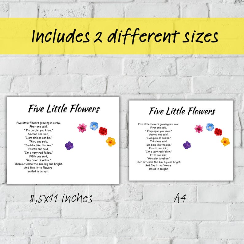 Five Little Flowers Handprint Art, Spring Poem Craft (digital Download ...