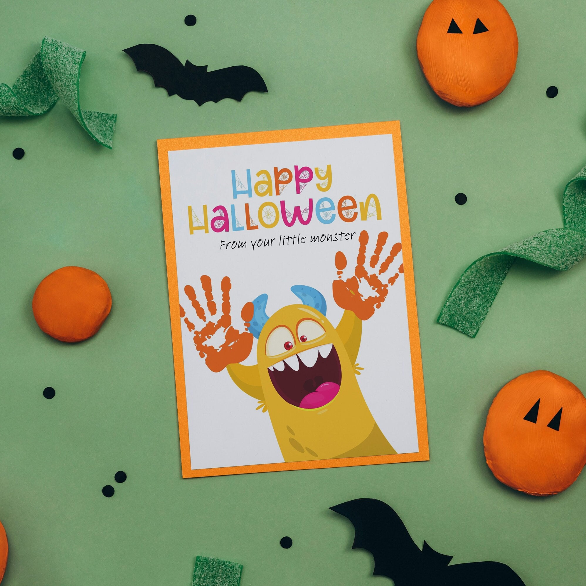 Halloween Monster Handprint Art, From Your Little Monster, Happy ...