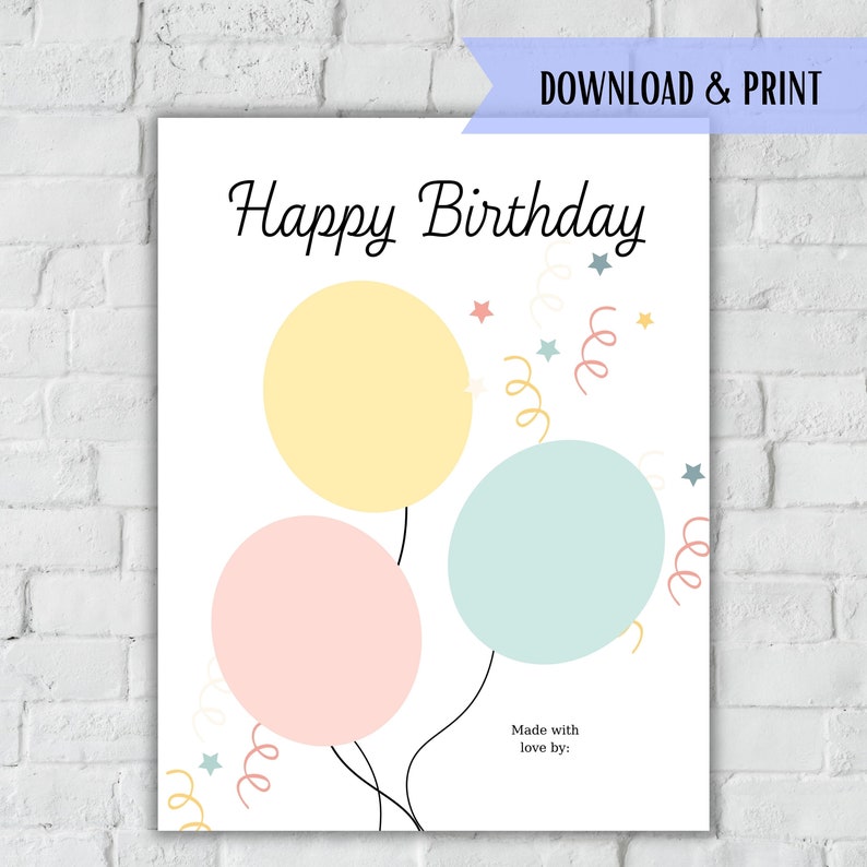 Handprint Balloons Birthday Craft, Printable Happy Birthday Gift From ...