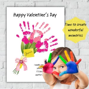 Handprint Flowers for Valentine's Day, Preschool Valentine Crafts ...