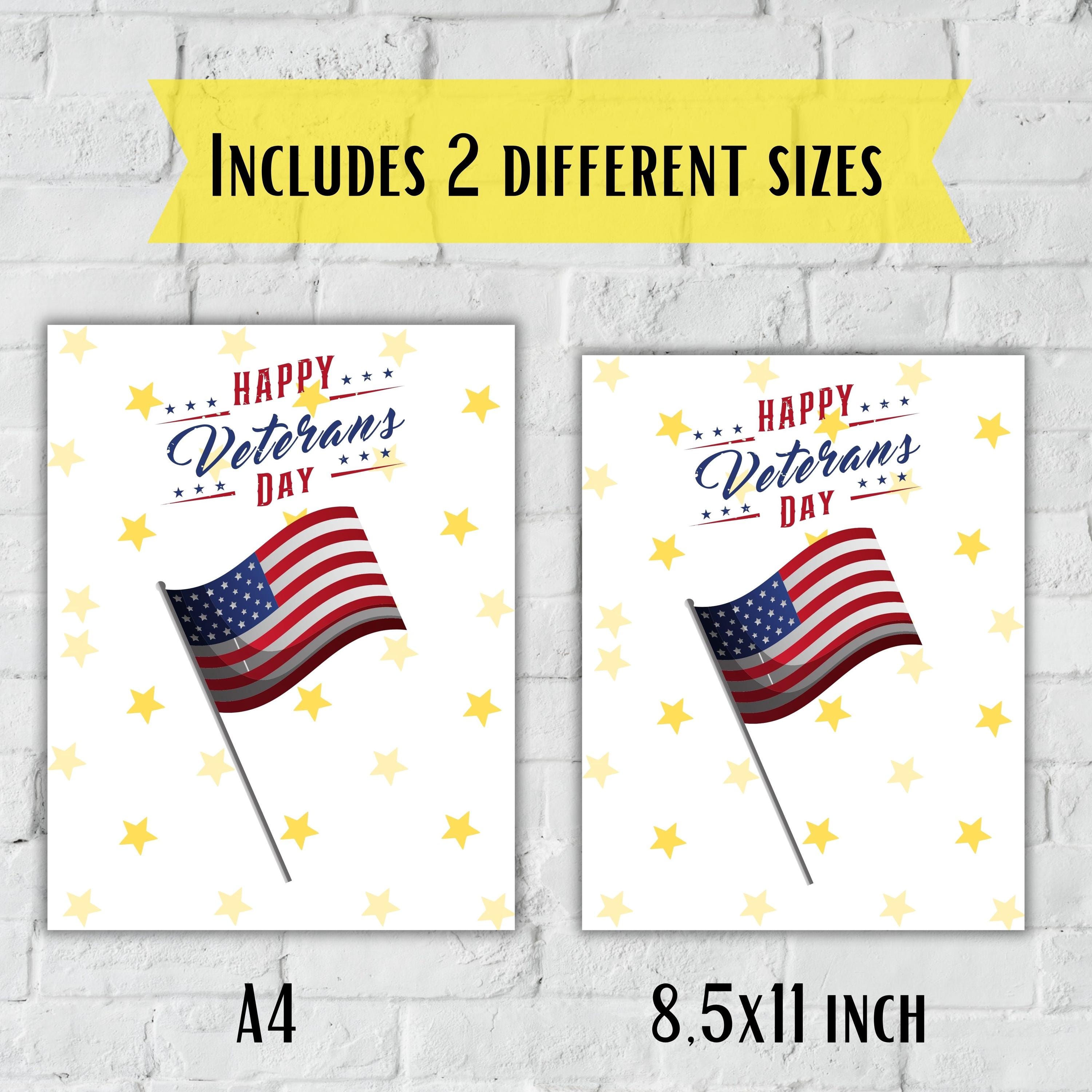 Veterans Day Handprint Craft for Kids, Printable USA Veterans Day Card ...